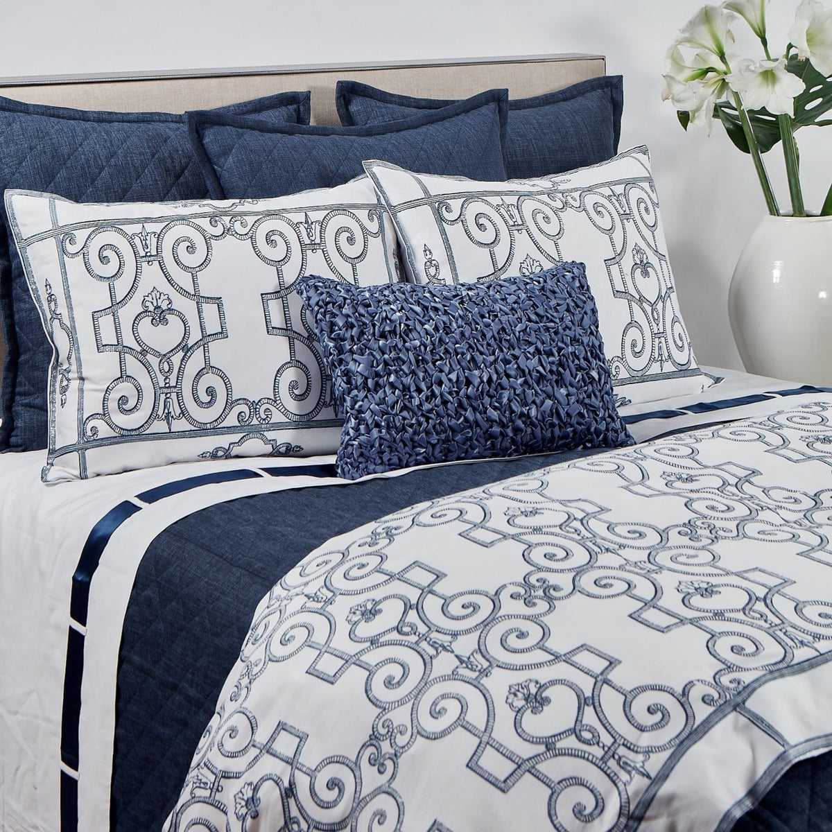 Faux Linen Coverlet Set - Indigo – Ann Gish